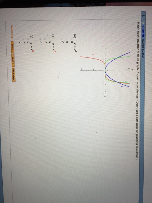 Solved Match each equation with its graph. Explain your | Chegg.com