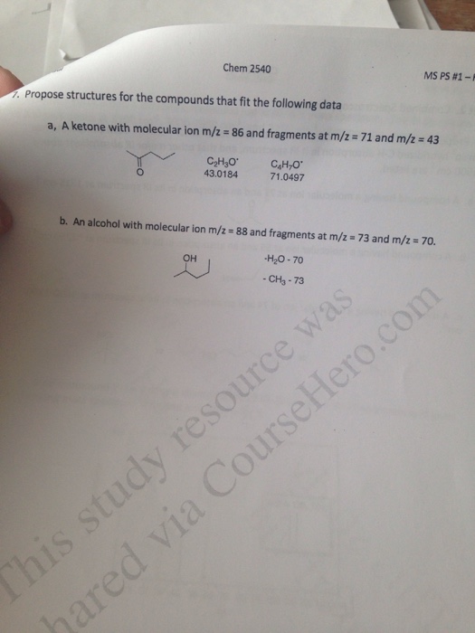 Solved propose structures for the compounds that fit the | Chegg.com