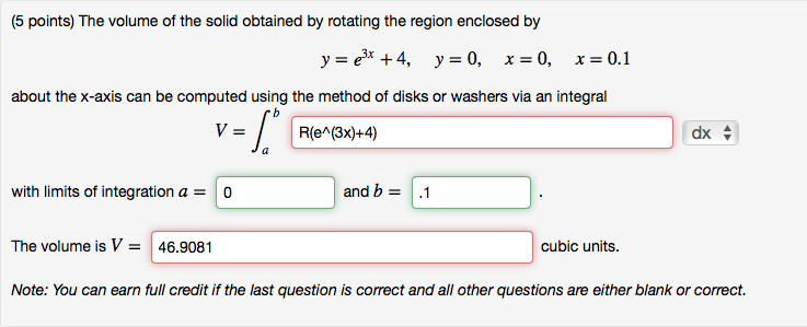 Solved The volume of the solid obtained by rotating the | Chegg.com