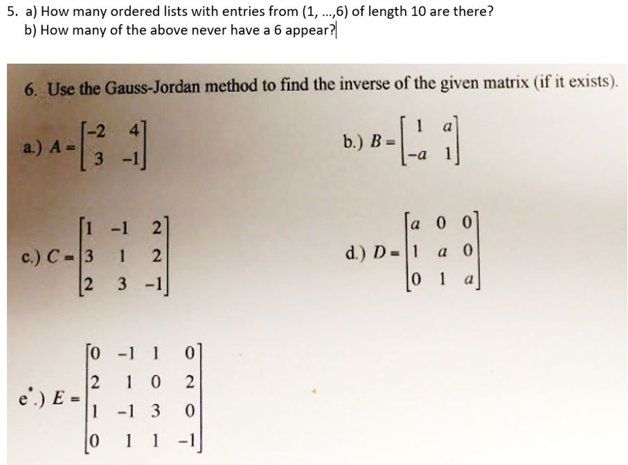 Solved How many ordered lists with entries from (1, ..., 6) | Chegg.com