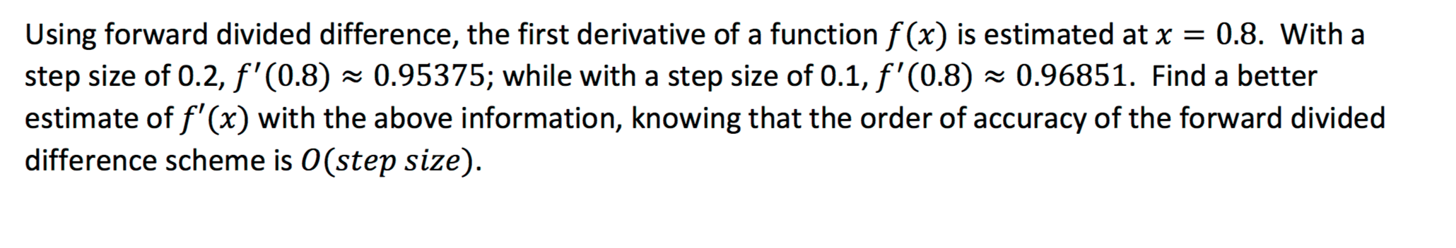 Using forward divided difference, the first | Chegg.com