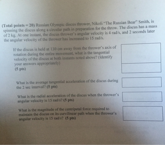 Solved Russian Olympic discus thrower. Nikoli "The Russian | Chegg.com