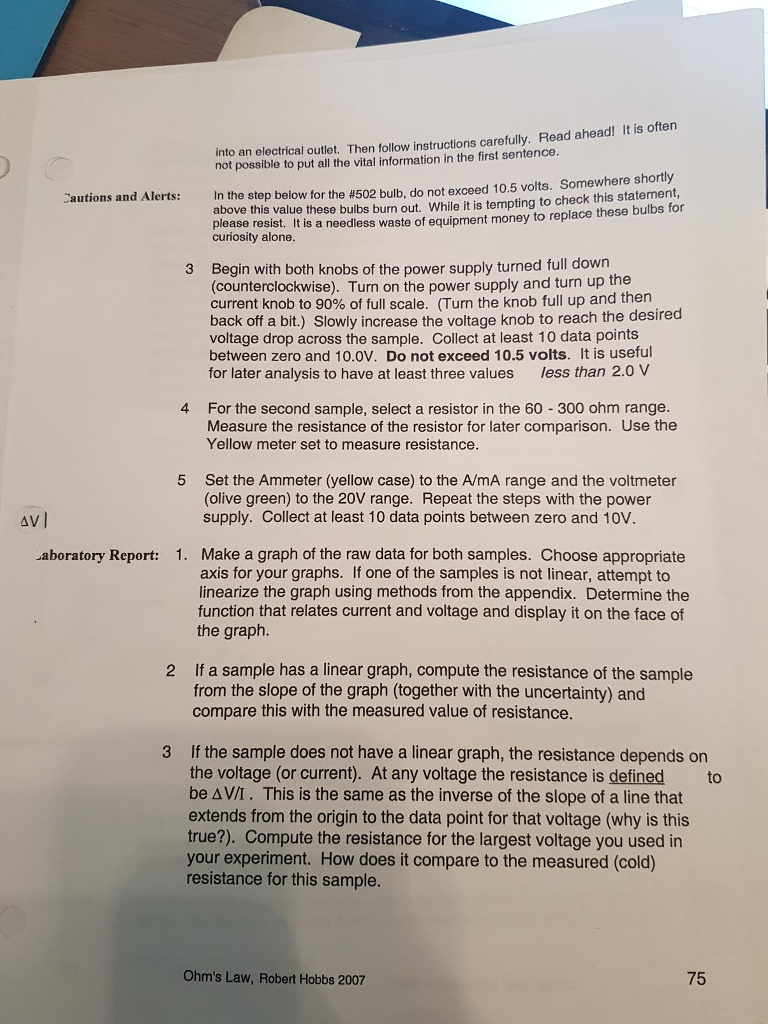 Solved Can anyone help me write the ohm's law lab procedure. | Chegg.com