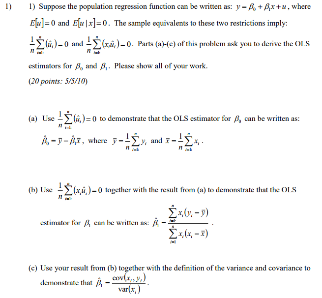 Solved Suppose the population regression function can be | Chegg.com