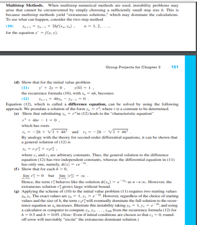 Solved Multistep Methods. When multistep numerical methods | Chegg.com