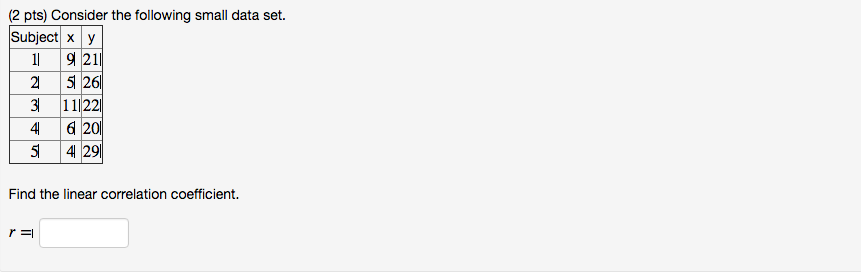Solved Consider the following small data set. Find the | Chegg.com