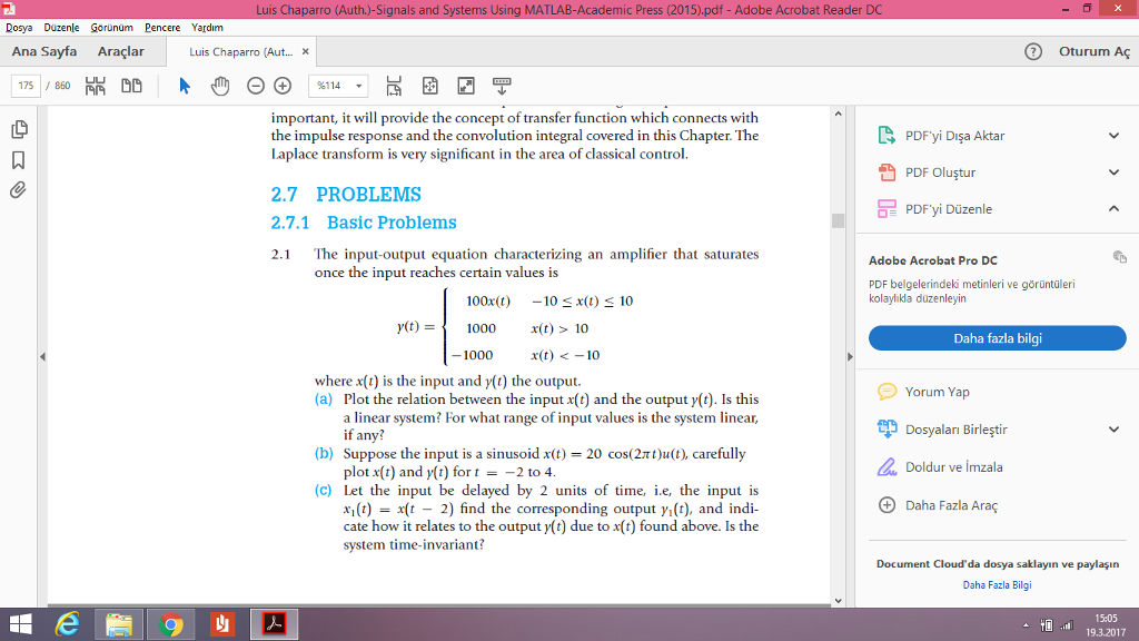 Solved The input output equation characterizing an | Chegg.com