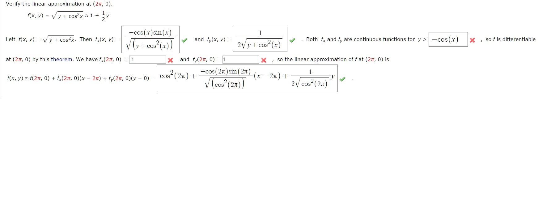 Solved Verify The Linear Approximation At 2 Pi 0 Left