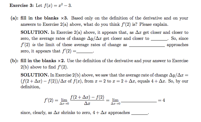 Solved Exercise 3 Let f (r) r2-3. (a): fill in the blanks | Chegg.com
