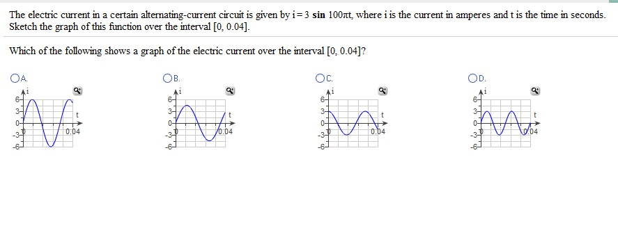 Solved The electric current in a certain alternating-current | Chegg.com