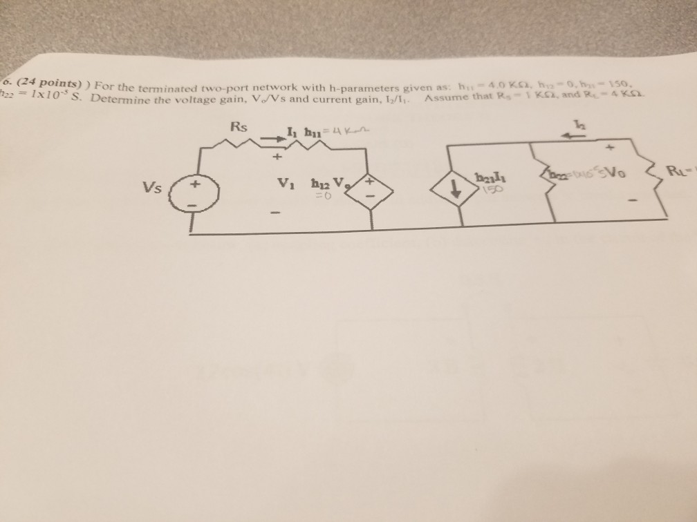 Solved o. 24 points ) For the terminated two-port network | Chegg.com
