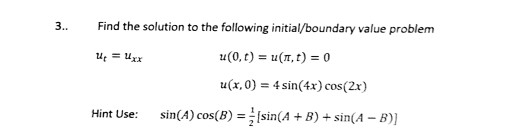Solved 3.. Find the solution to the following | Chegg.com