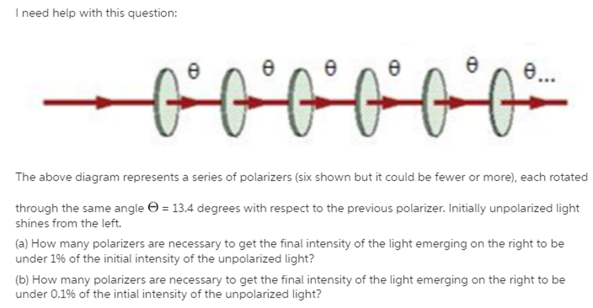 Solved The above diagram represents a series of polarizers | Chegg.com