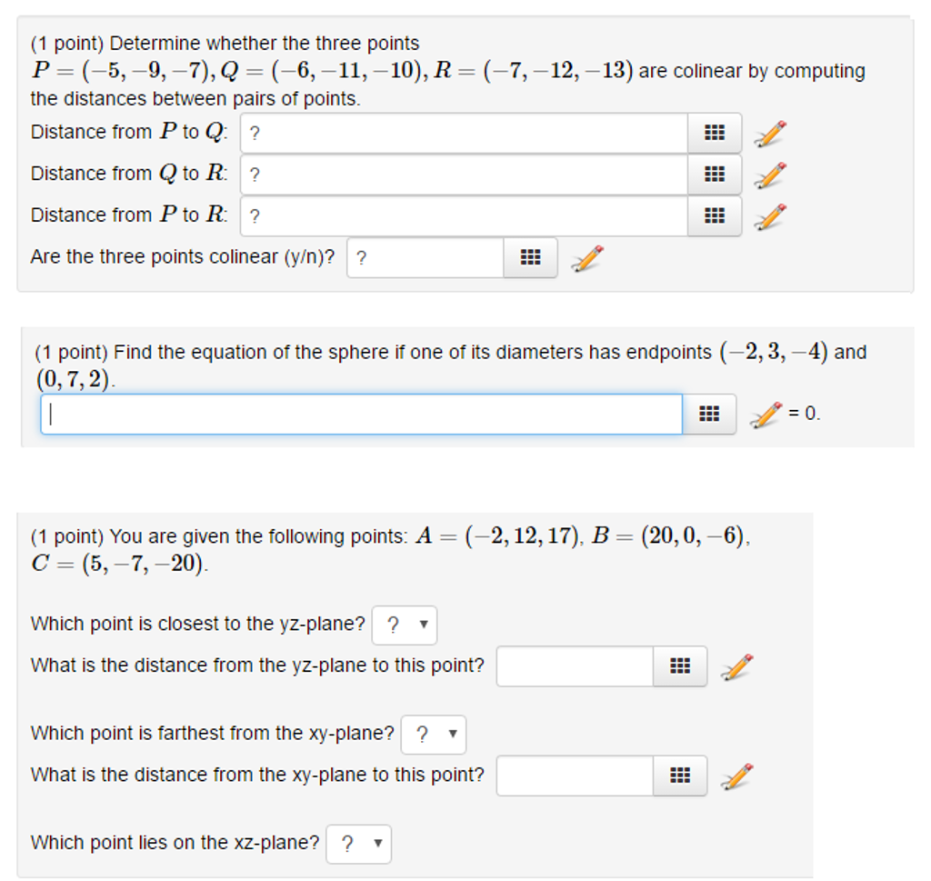 Solved Determine whether the three points P = (-5, -9, -7), | Chegg.com