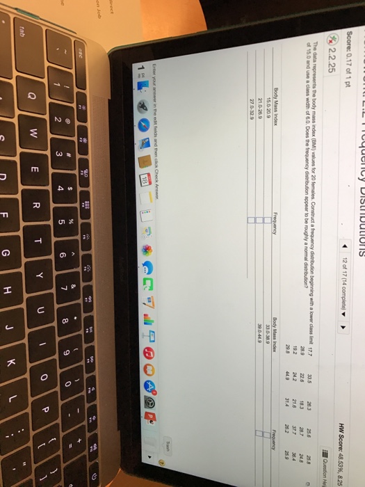 Solved The data represents the body mass index (BMI) values | Chegg.com