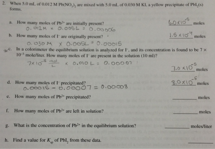 Solved When 5.0 mL of 0.0012 M Pb(NO_3)_2 are mixed with 5.0 | Chegg.com