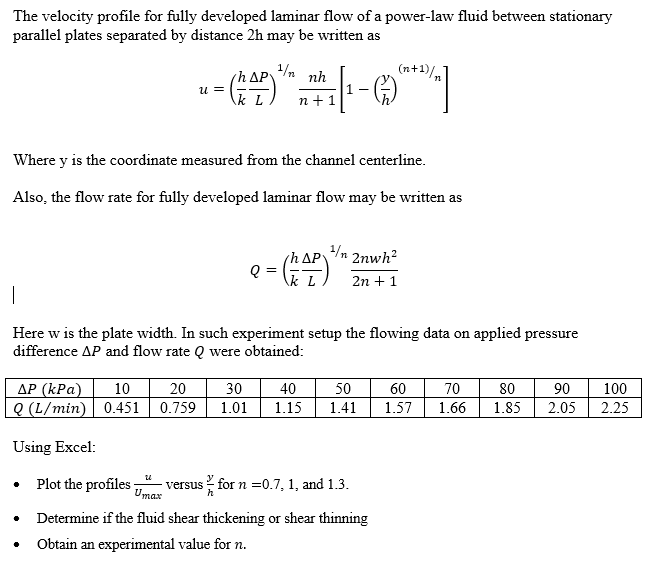Solved The velocity profile for fully developed laminar flow | Chegg.com