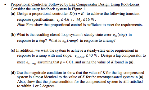 Solved Figure 1. Unity Feedback System | Chegg.com