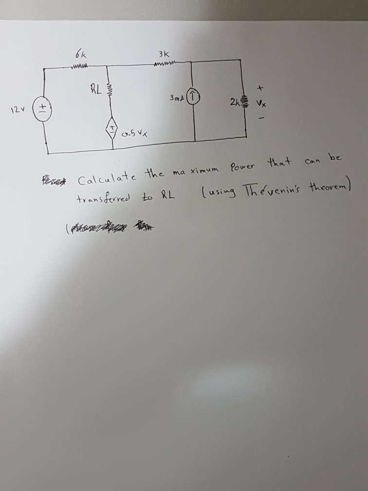 Solved 3 k RL 12v (± e ma ximum ower Can tvansfures tLng | Chegg.com