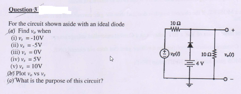 Solved Question 3 For the circuit shown aside with an ideal | Chegg.com