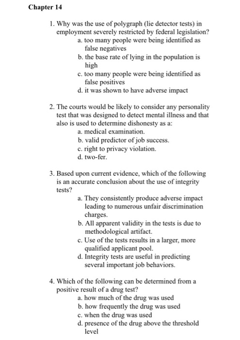 Solved Chapter 14 1. Why was the use of polygraph (lie | Chegg.com