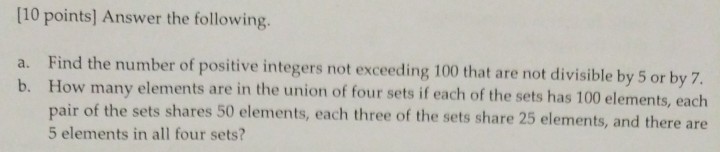 Solved [10 points] Answer the following. Find the number of | Chegg.com