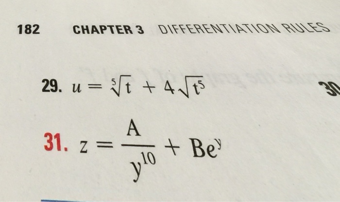 Solved 182CHAPTER 3 DIFFERENTIATION RULES 29. u= square root | Chegg.com