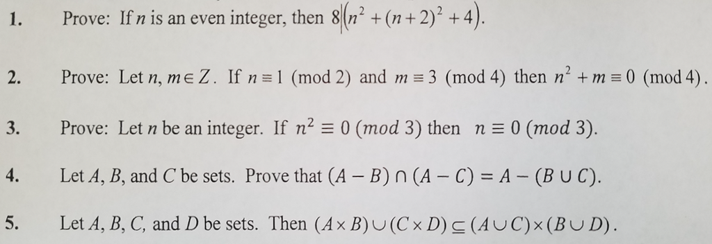 Solved Prove: If n is an even integer, then 8 (n2 + (n +2)2 | Chegg.com