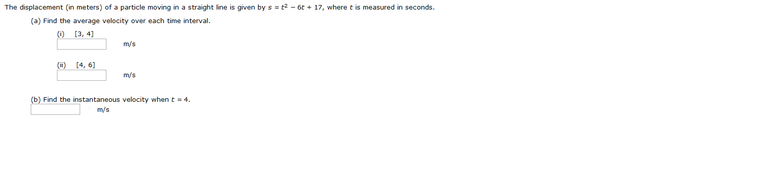 Solved The displacement (in meters) of a particle moving in | Chegg.com