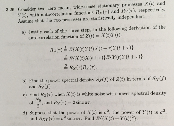Solved Consider two zero mean, wide-sense stationary | Chegg.com
