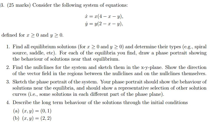 Solved Consider the following system of equations: x = x(4 | Chegg.com