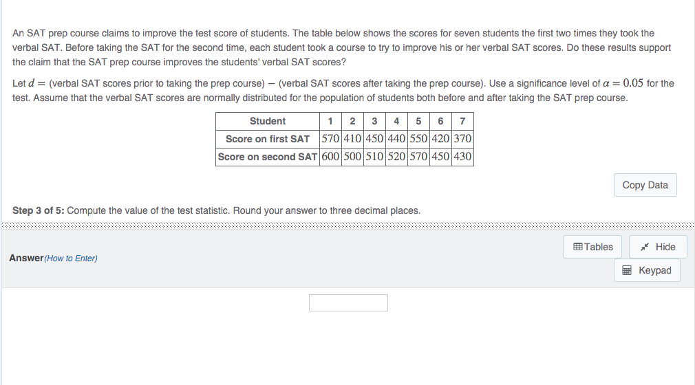 Solved An SAT prep course claims to improve the test score | Chegg.com