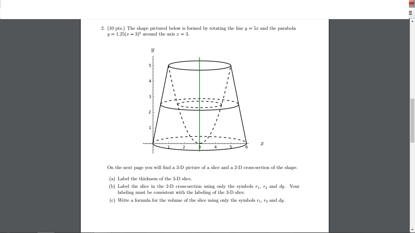 Solved The shape pictured below is formed by rotating the | Chegg.com