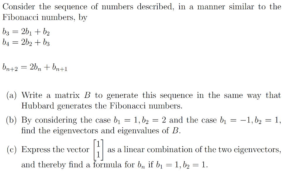 Solved Consider the sequence of numbers described, in a | Chegg.com