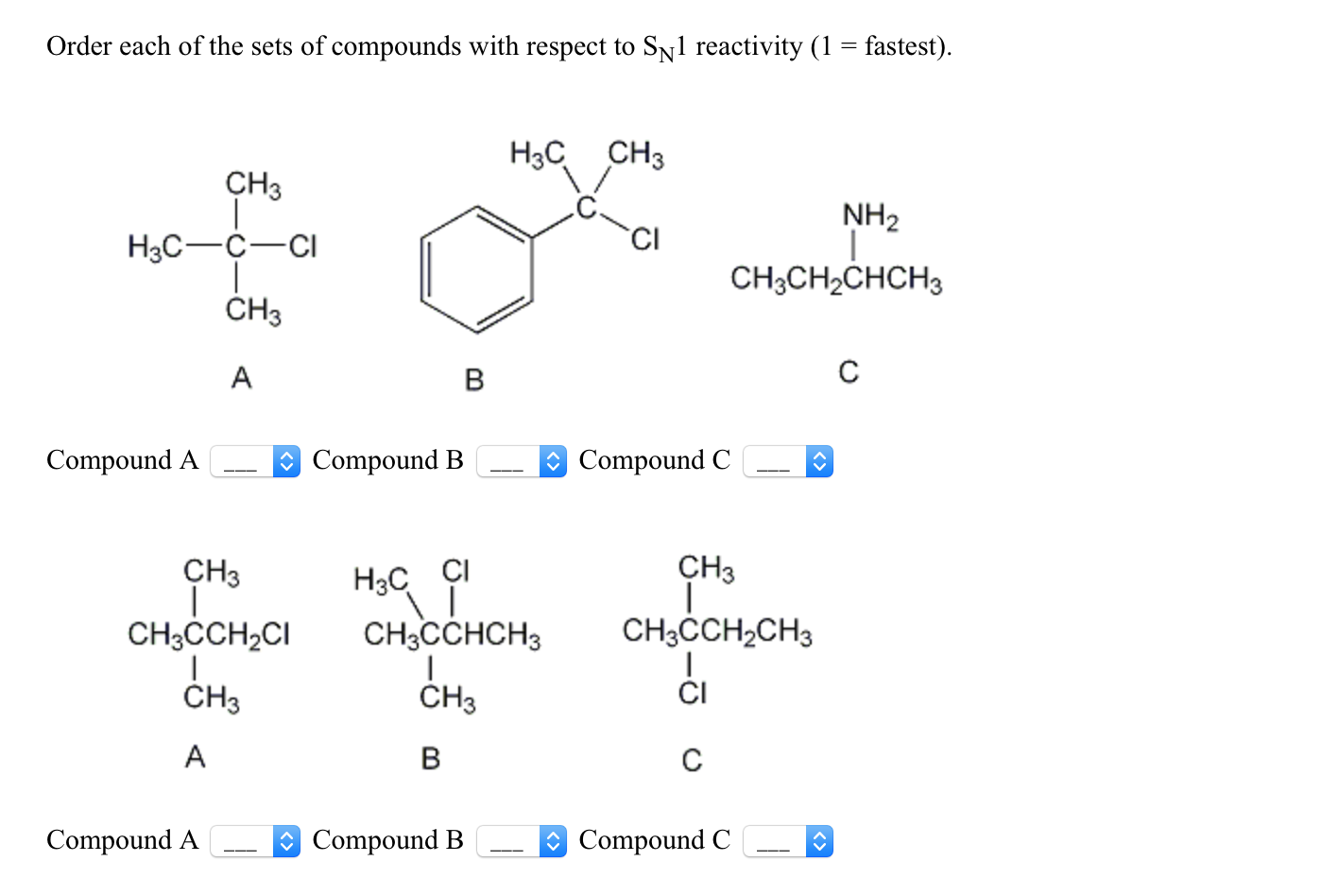 Solved Order each of the sets of compounds with respect to | Chegg.com