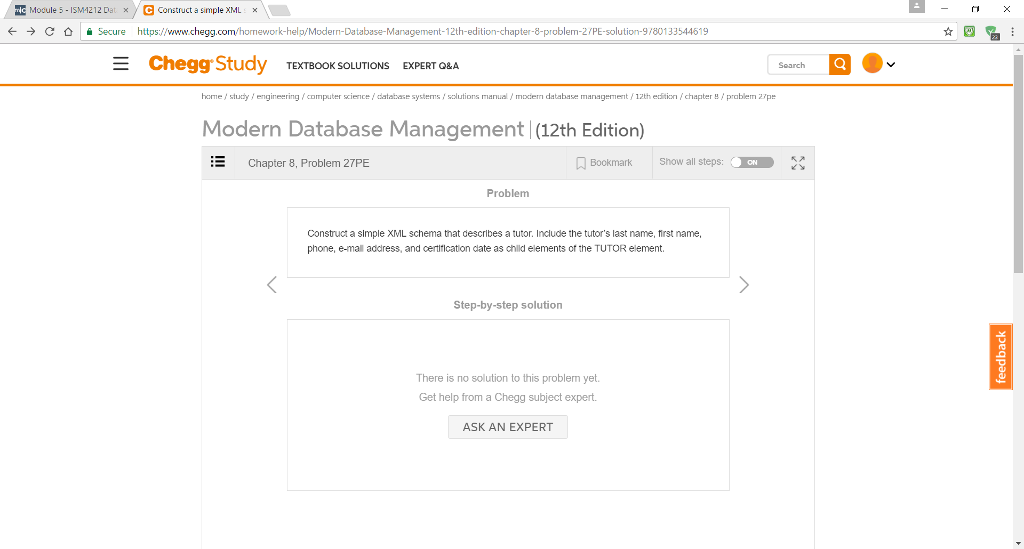 Solved Module 5-ISM-1212 Dat x C Construct a simple XM | Chegg.com