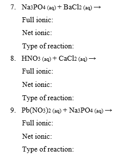 Solved 7. Na3PO4 (aBaCl2 (a)- Full ionic Net ionic Type of | Chegg.com