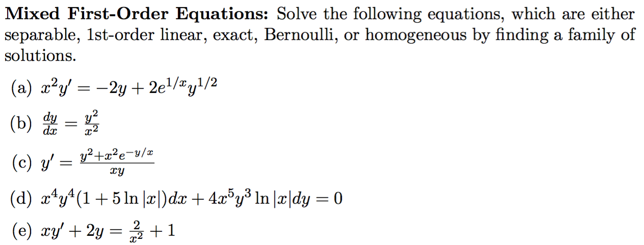 Solved Mixed First-Order Equations: Solve the following | Chegg.com