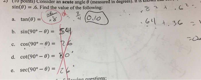 Solved Consider an acute angle theta (measured in degrees). | Chegg.com