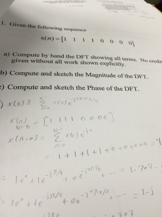 Solved Given the following sequence Compute by hand the DFT | Chegg.com