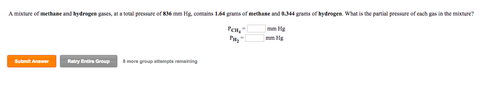 Solved A mixture of methane and hydrogen gases, at a total | Chegg.com