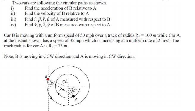 Two cars are following the circular paths as shown. | Chegg.com