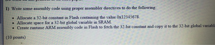 Solved Write some assembly code using proper assembler | Chegg.com