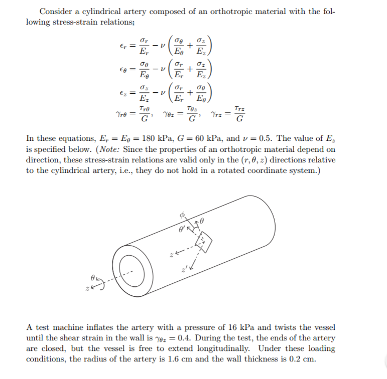 Solved Consider a cylindrical artery composed of an | Chegg.com