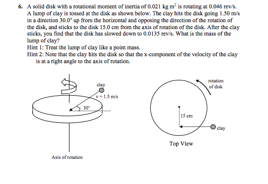 Solved 6. A solid disk with a rotational moment of inertia | Chegg.com