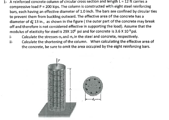 A reinforced concrete column of circular cross | Chegg.com