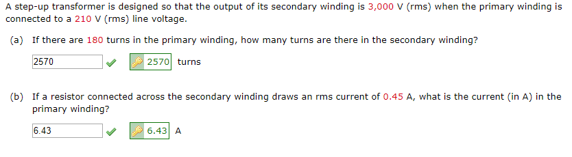 Solved A step-up transformer is designed so that the output | Chegg.com