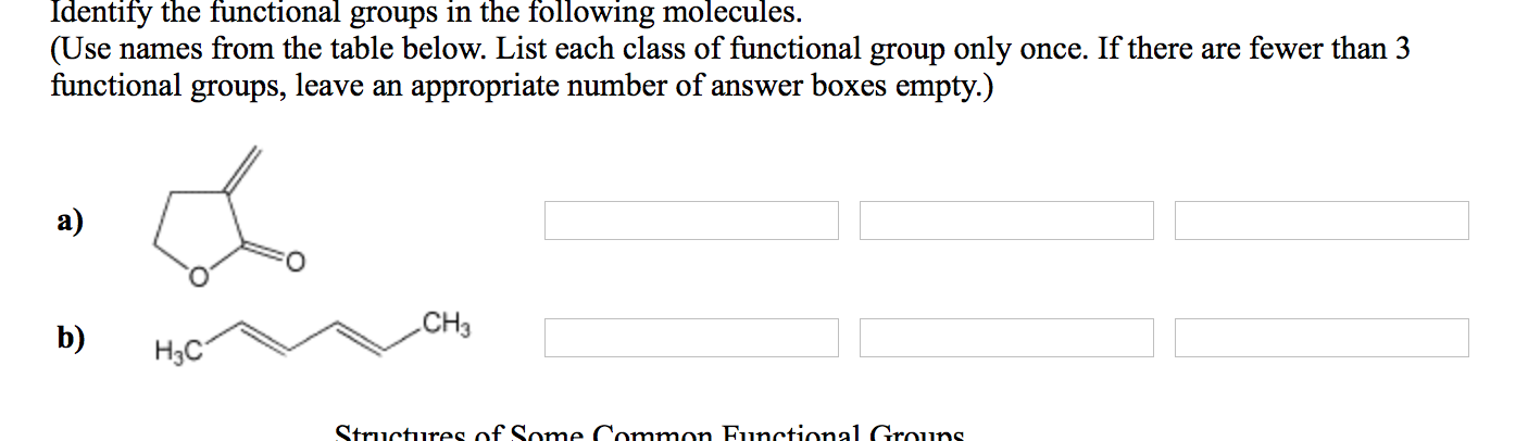 Solved Identify the functional groups of these molecules | Chegg.com