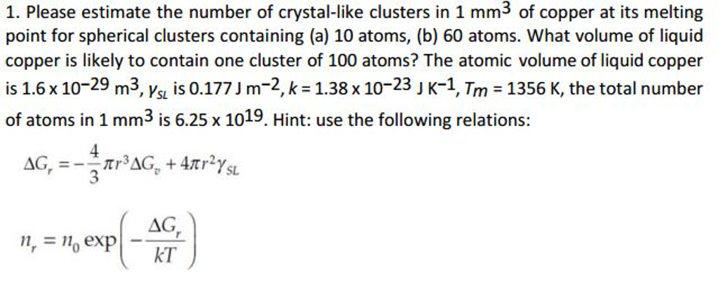 Estimate the number of crystal-like clusters in 1 | Chegg.com