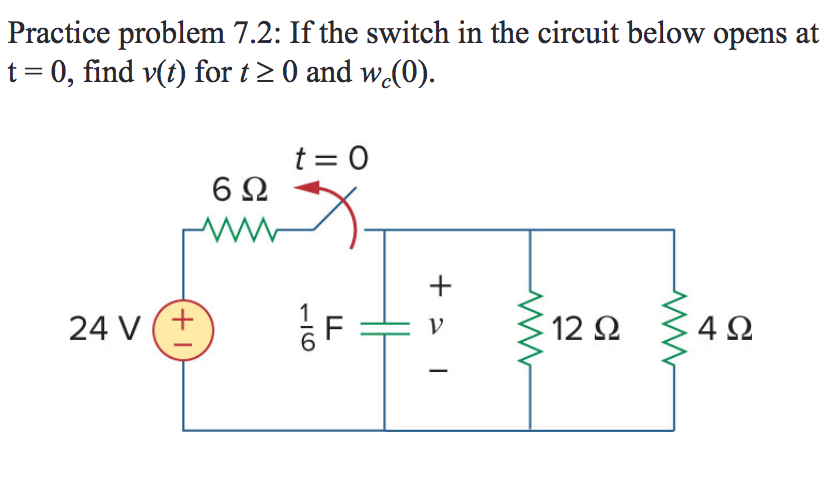 Solved If the switch in the circuit below opens at t = 0, | Chegg.com
